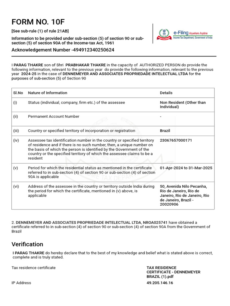 Form 10F - Filed Form - Dennemeyer and Associates Brazil | PDF ...