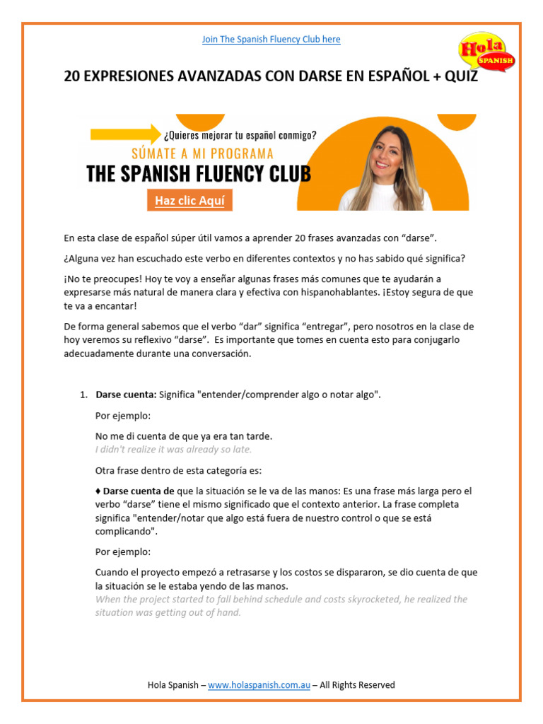 20 expresiones avanzadas con DARSE en español | PDF