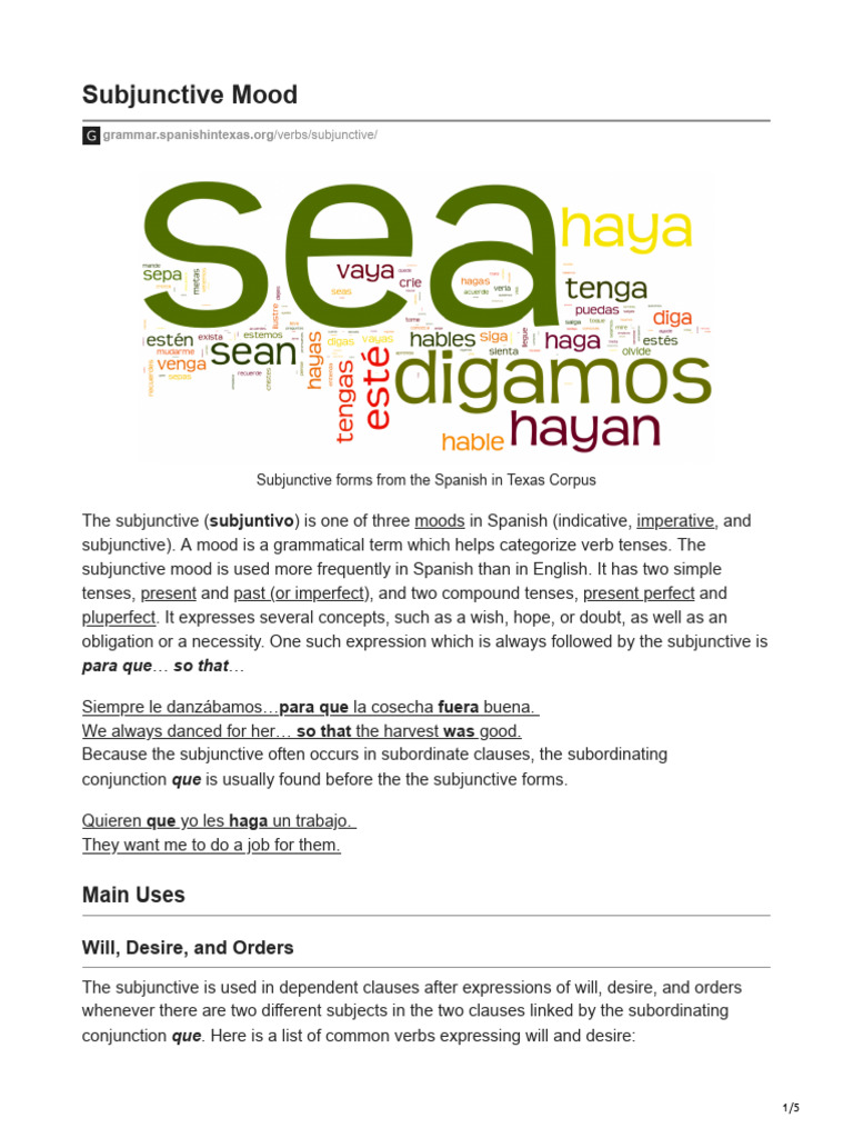 Subjunctive Mood | PDF | Grammatical Conjugation | Language Mechanics