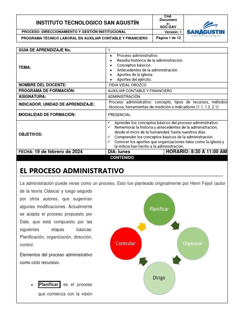 GUIA DE APRENDIZAJE No.1 - Admon | PDF | Business | Contabilidad