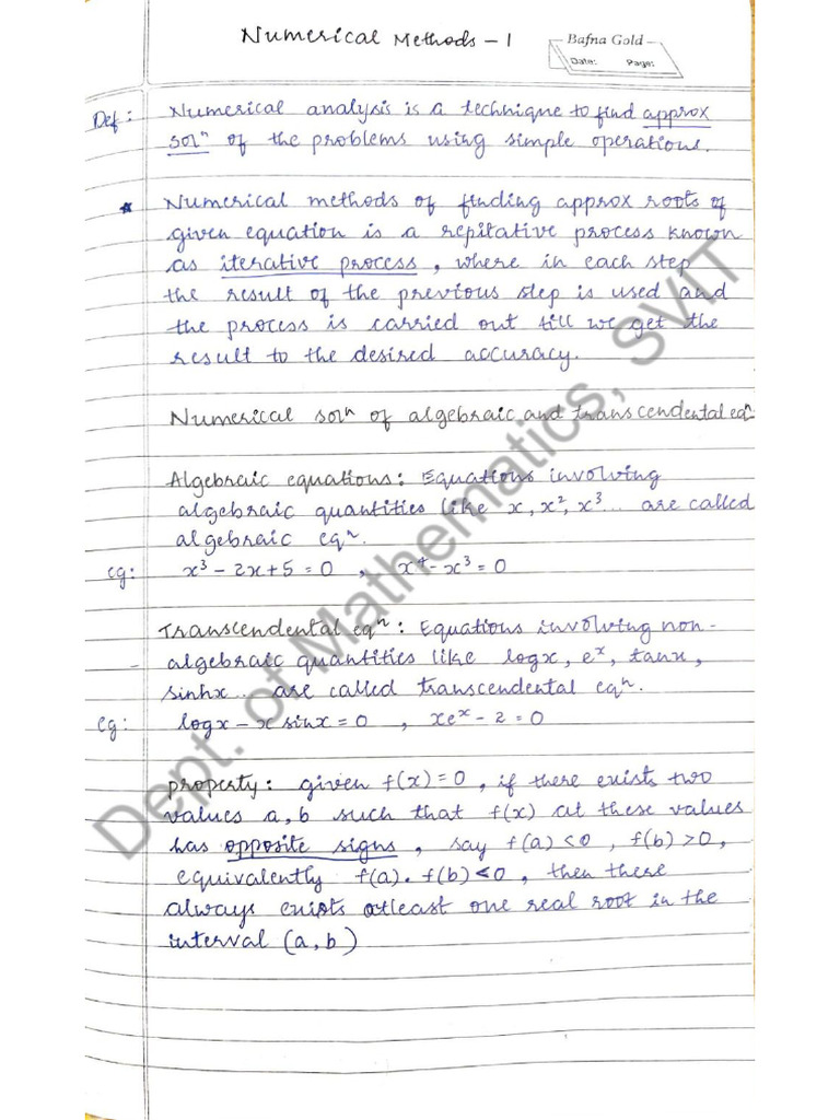 Module 4 - Numerical Methods - 1 Notes | PDF