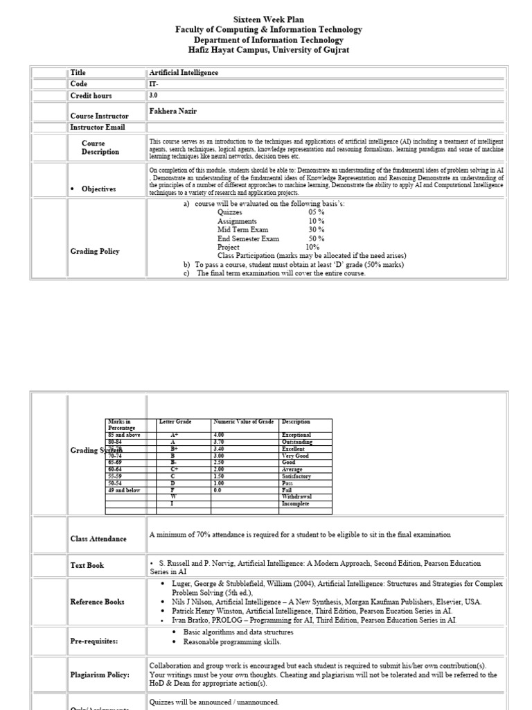 _AI_16 Weeks Plan | PDF | Artificial Intelligence | Intelligence (AI ...