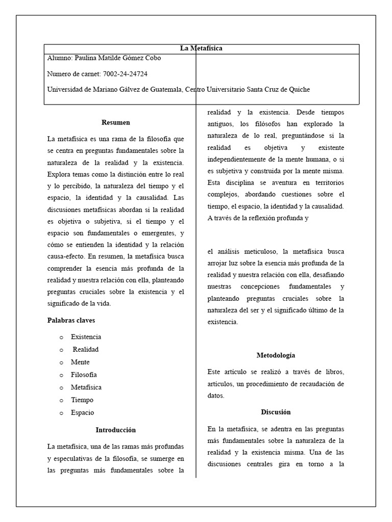 La Metafísica | PDF | Metafísica | Teoría de sustancias