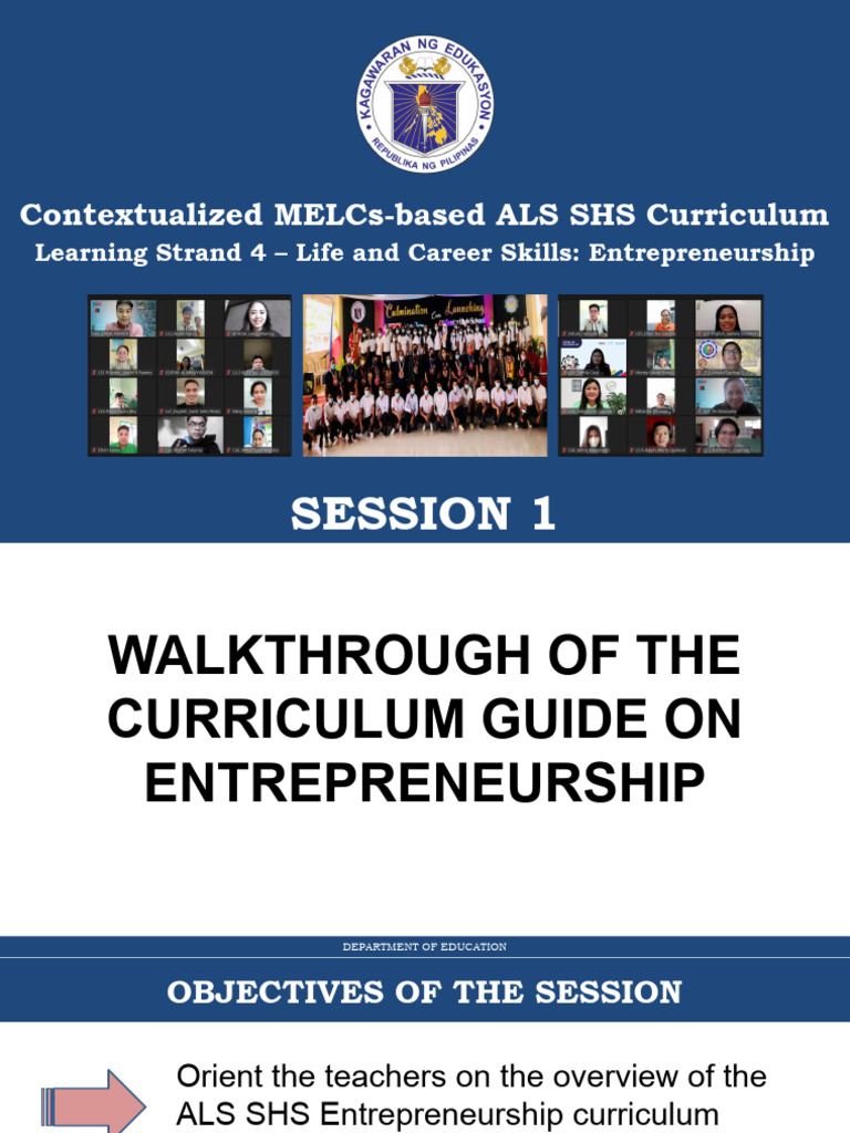 ALS SHS Entrepreneurship Curriculum Guide | PDF | Curriculum | Learning