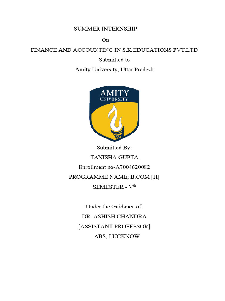Finance Internship Report: S.K Educations | PDF | Equity (Finance) | Debt