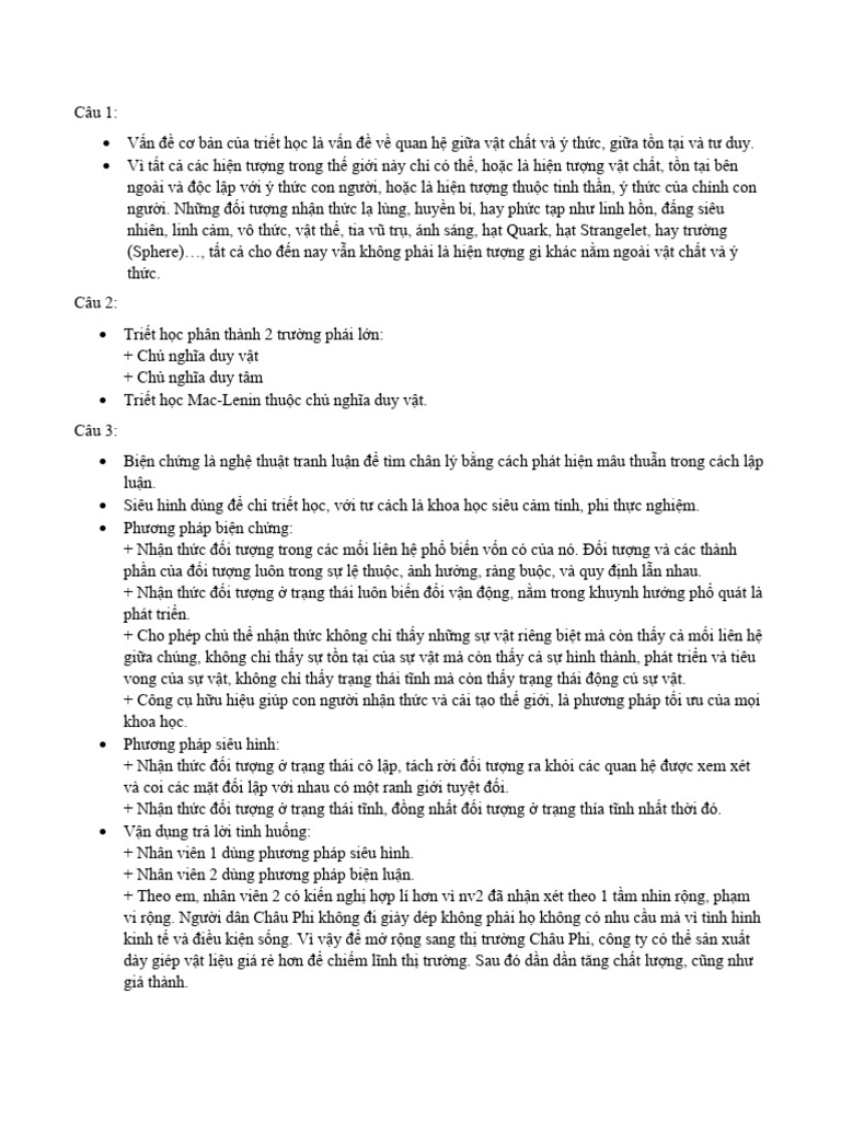 triết btvn 1 | PDF