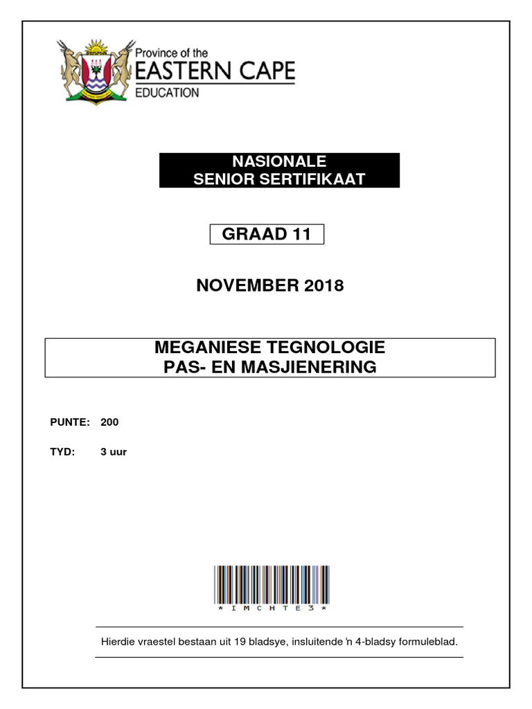 Mech Tech Gr11 QP Afr Nov2018 | PDF