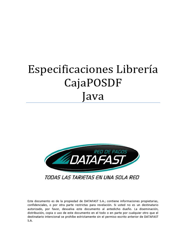 Especificaciones Libreria CajaPosDF - Java | PDF | Informática