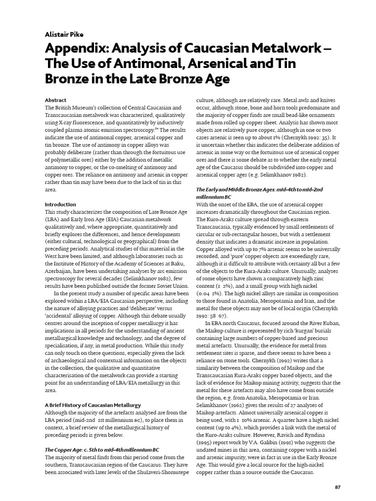 Analysis of Caucasian Metalwork | PDF | Smelting | Copper