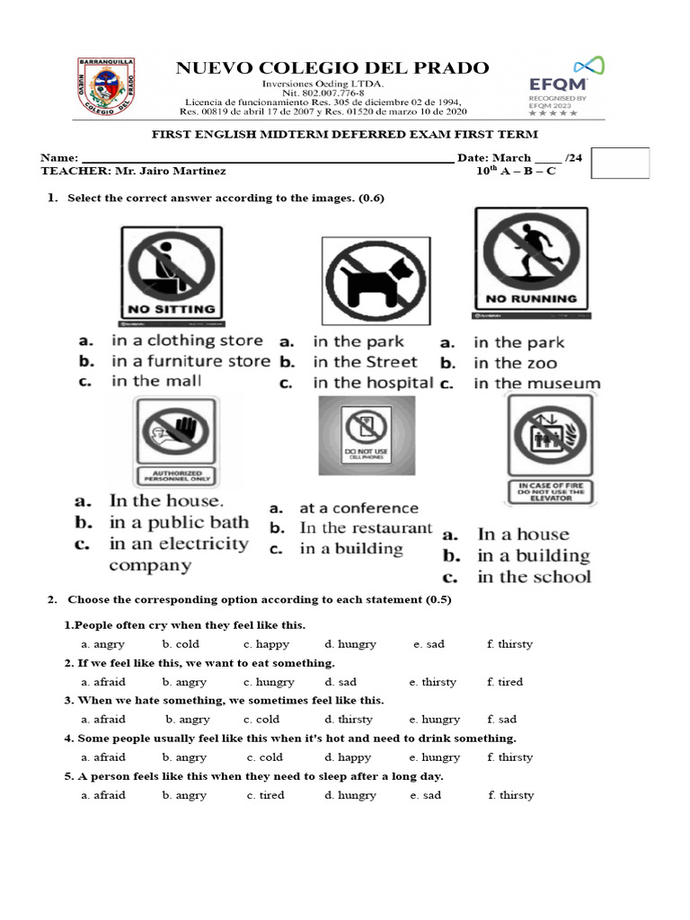 First English Midterm Exam Second Term 10th | PDF | Saint Patrick | Ireland