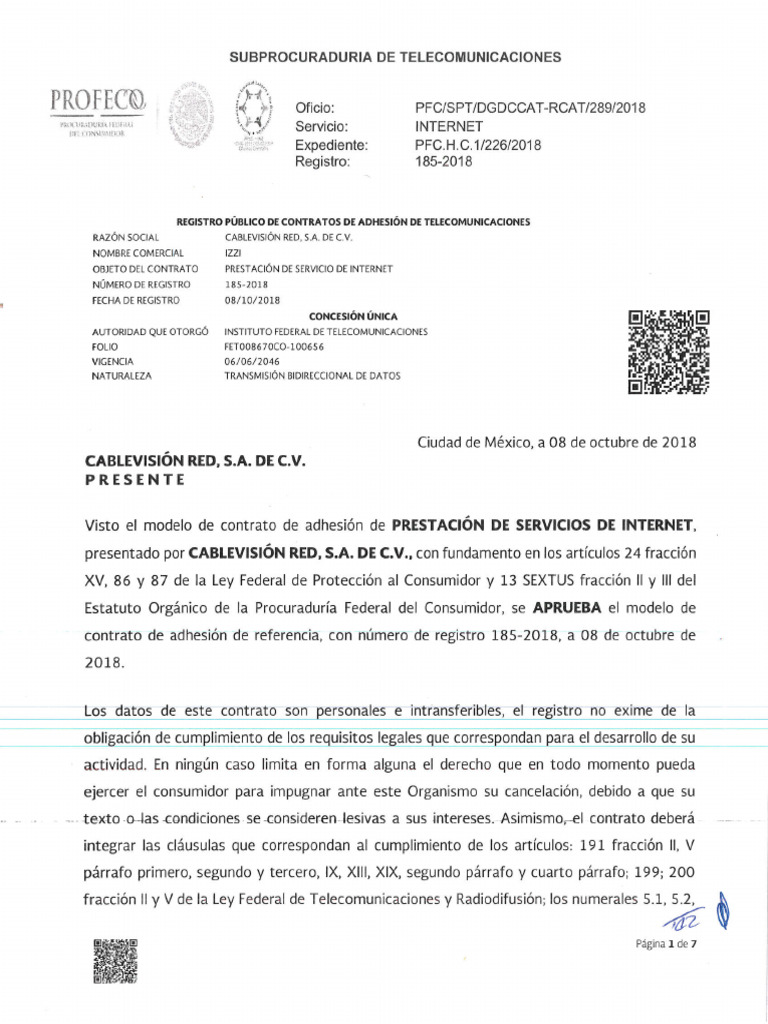 Cablevision Red, S.A. de C.V.!!Izzi 185-18 | PDF
