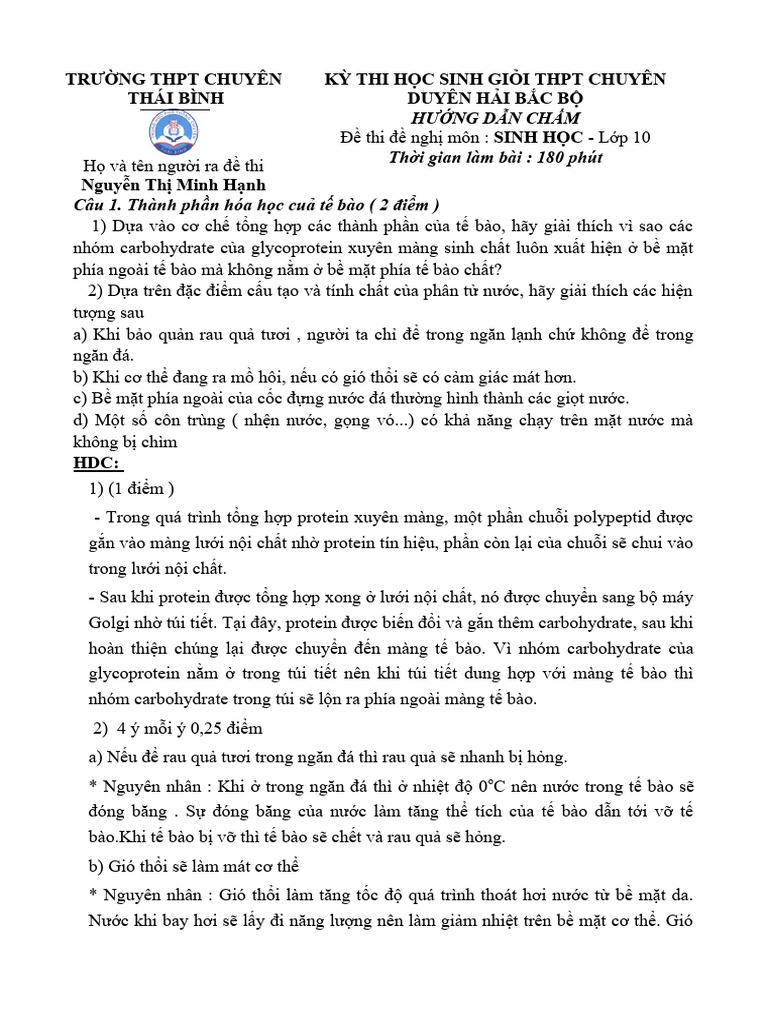 (Lib24.Vn) Huong Dan Cham de Thi Chon HSG Sinh Hoc Duyen Hai Va Dong Bang Bac Bo Sinh 10 Nam Hoc ...