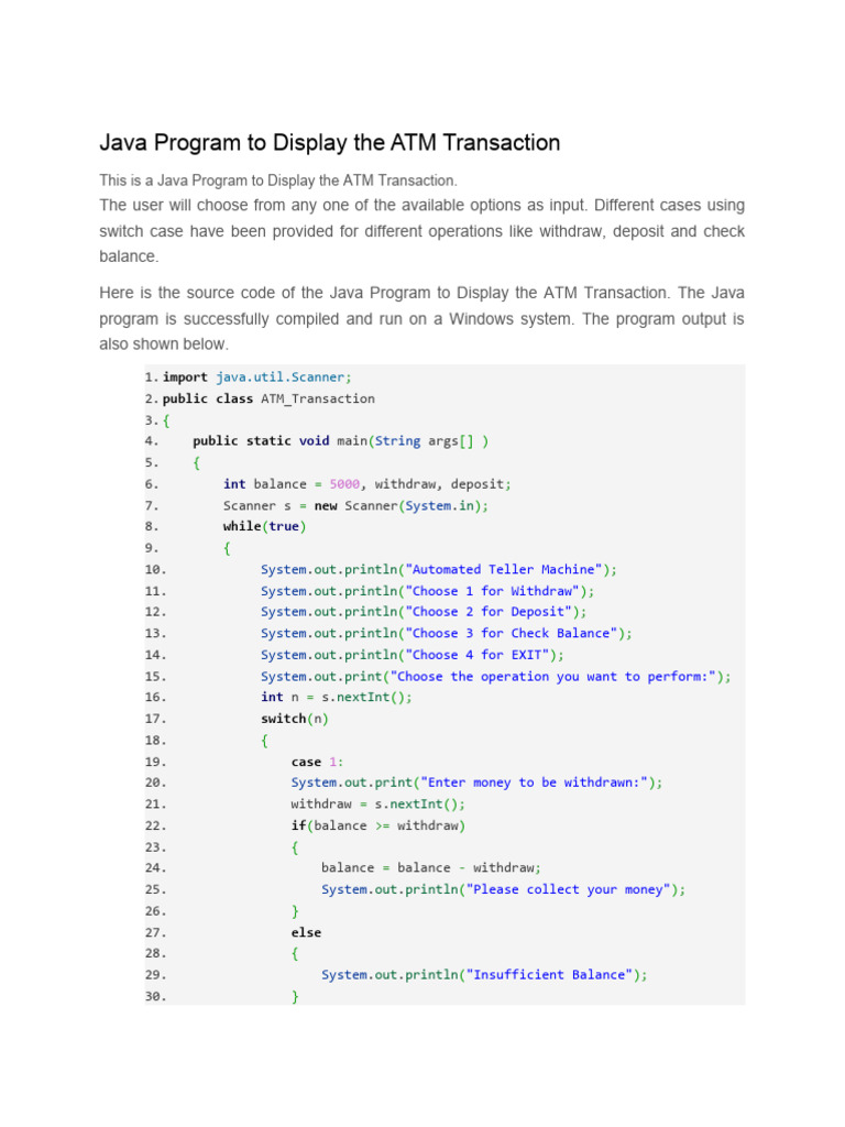 Assignment 1 | PDF | Automated Teller Machine | Software