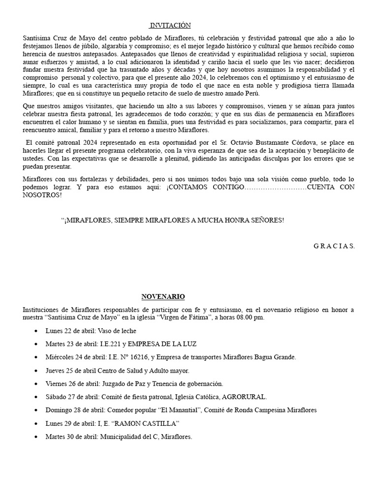 PROGRAMA DE FIESTA 2024. | PDF