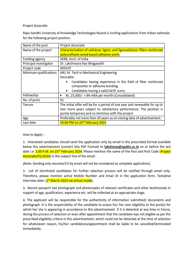 Project - Associate - Job Description - 12 - 02 - 2024 | PDF | Business