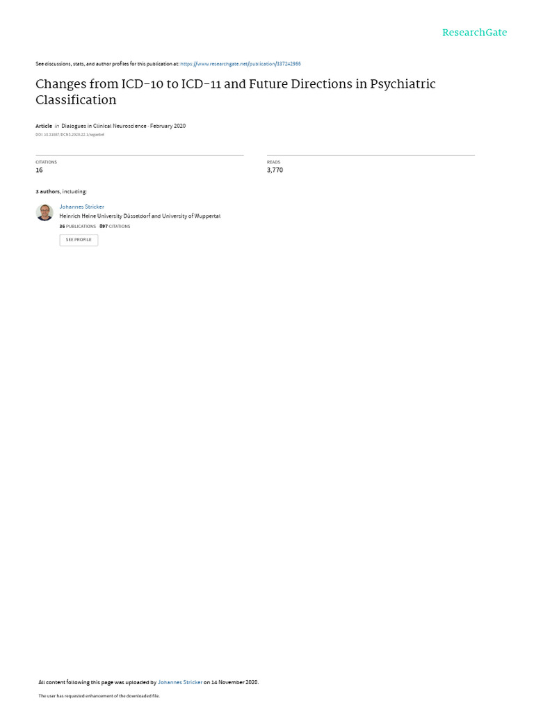 Changes From ICD-10 To ICD-11 and Future Directions in Psychiatric ...