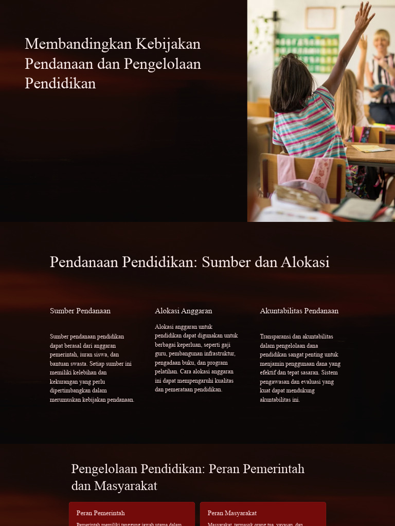 Membandingkan Kebijakan Pendanaan Dan Pengelolaan Pendidikan | PDF | Karier & Perkembangan | Bisnis
