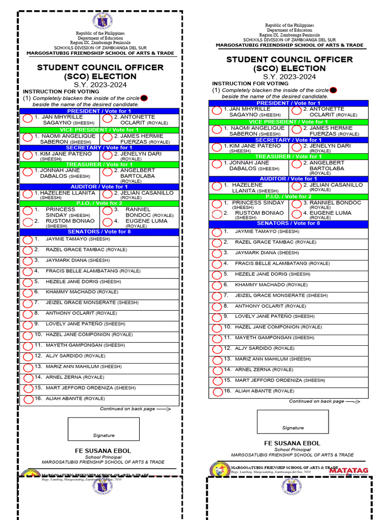 Official Ballot MAFSAT | PDF | Government Institutions | Philippines