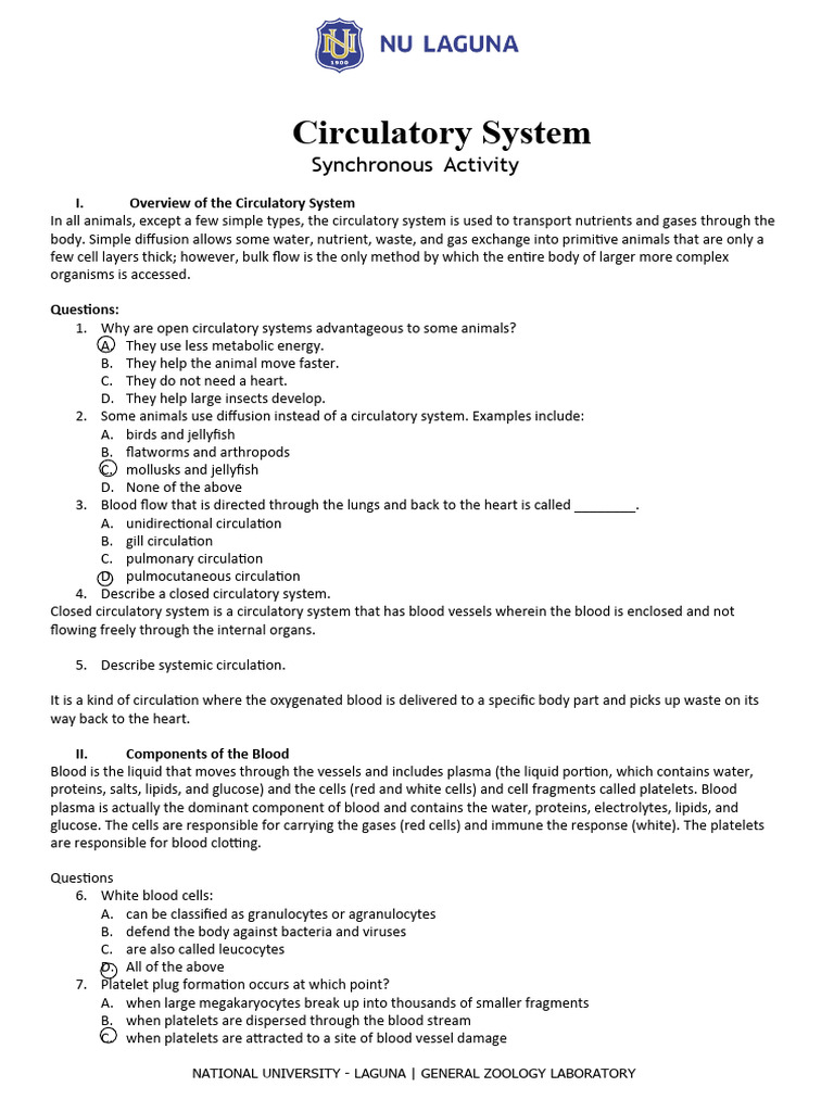 GENZOO LAB Circulatory SYNCH | PDF | Blood Pressure | Heart