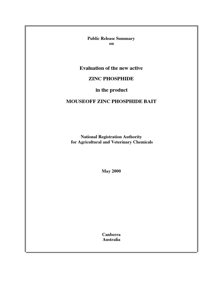 Prs Zinc Phosphide | PDF | Zinc | Toxicity