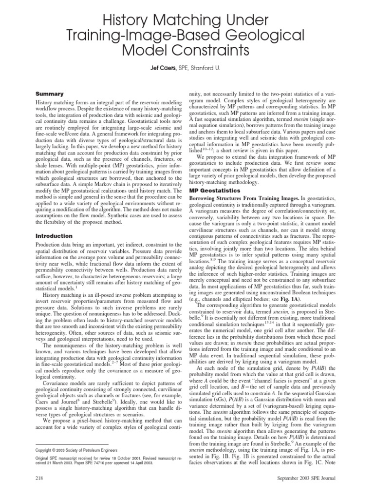 History Matching Under Training-Image-Based Geological Model ...