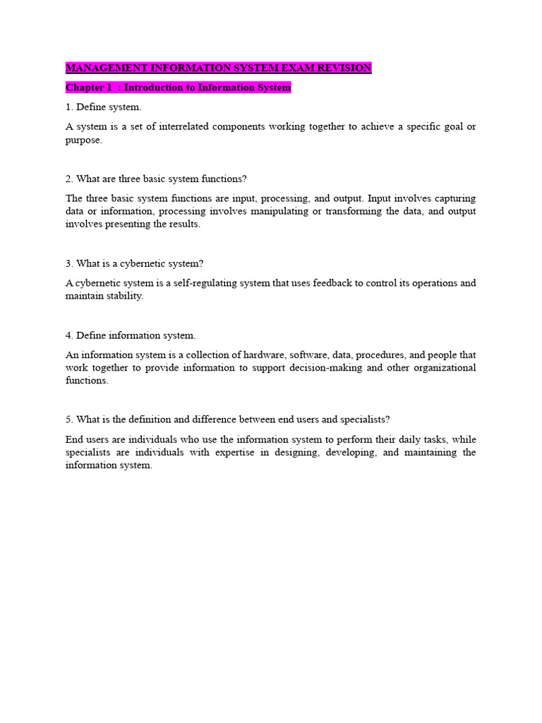 Management Information System Questions | PDF | Computer Data Storage ...