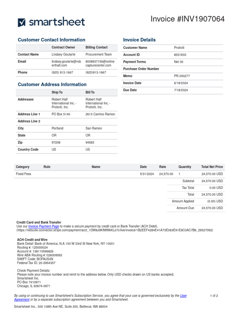 Invoice #INV1907064: Customer Contact Information Invoice Details | PDF ...