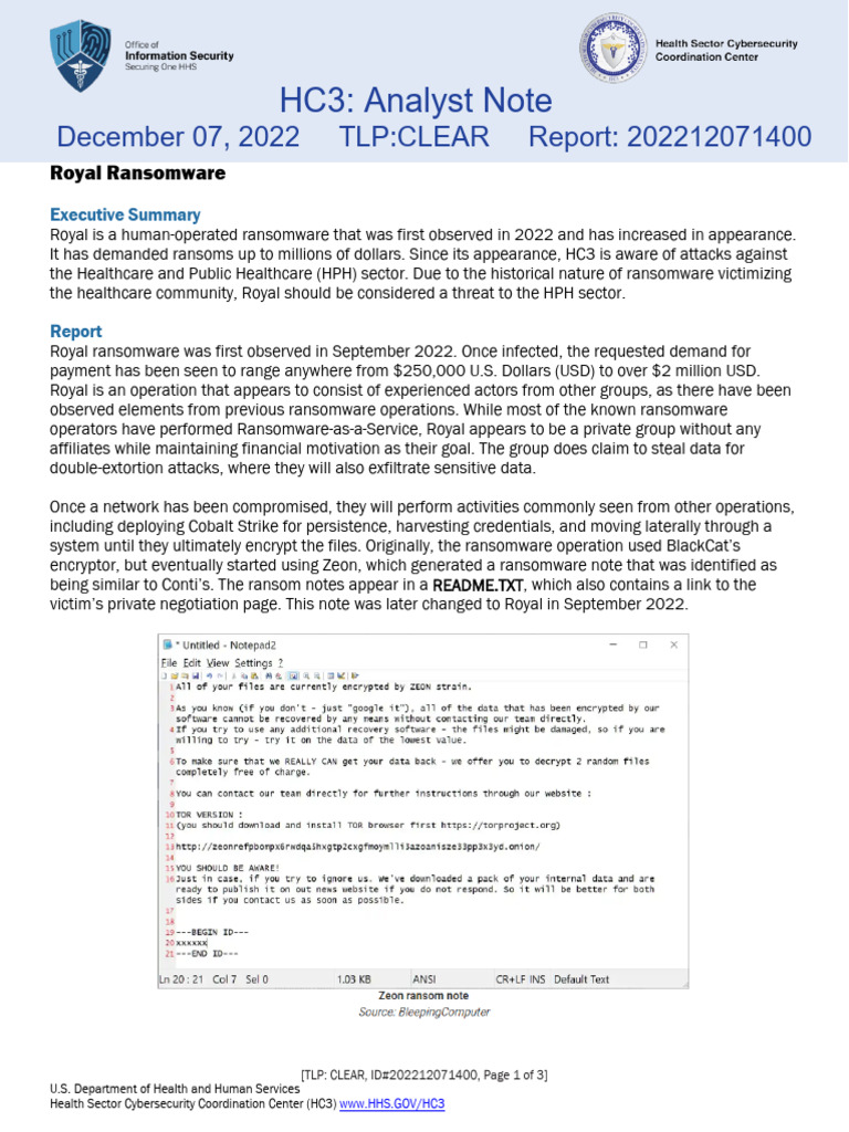 Royal Ransomware Threat Analysis | PDF | Ransomware | Malware