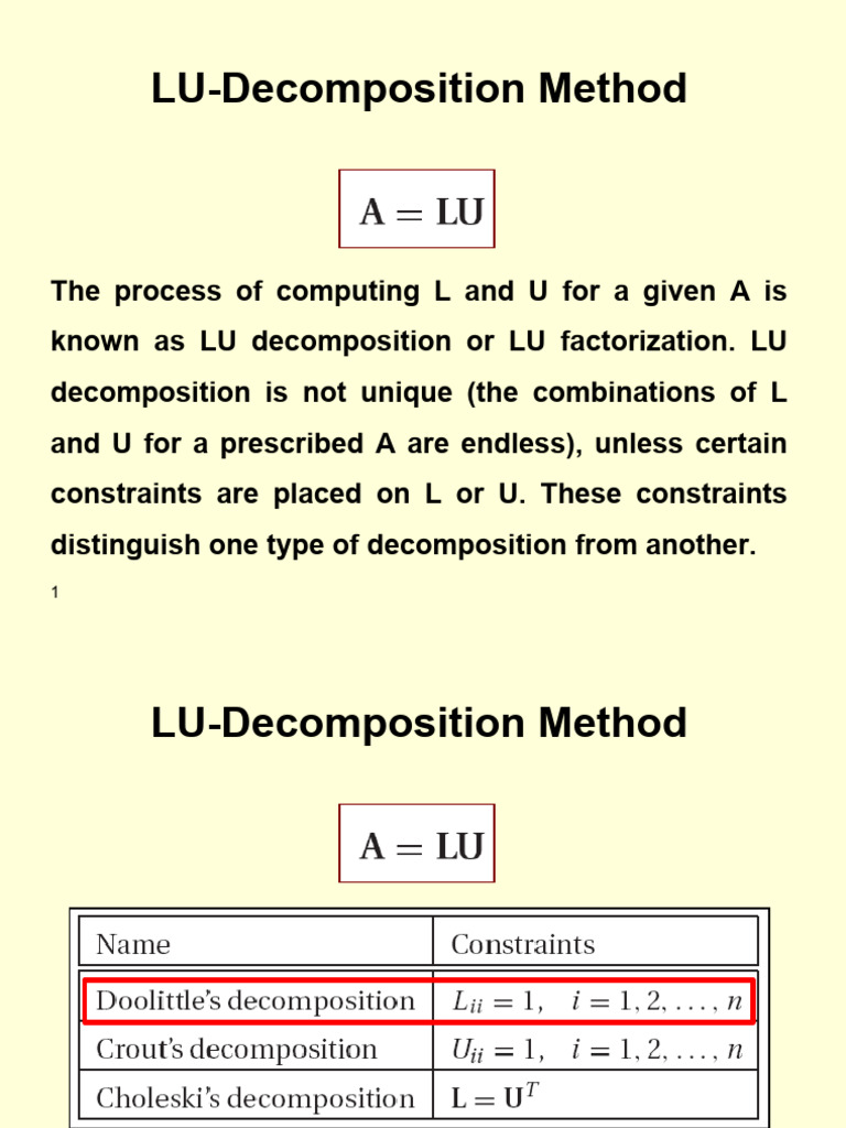 LU-Decomposition Method | PDF