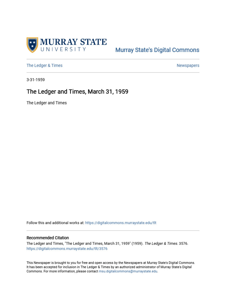 The Ledger and Times March 31 1959 | PDF