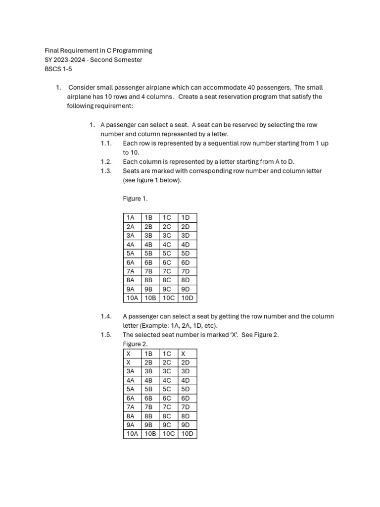 C Programming Seat Reservation System | PDF