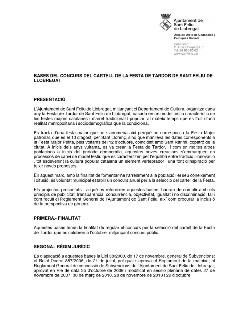 Bases Concurs Cartell Festa de Tardor | PDF