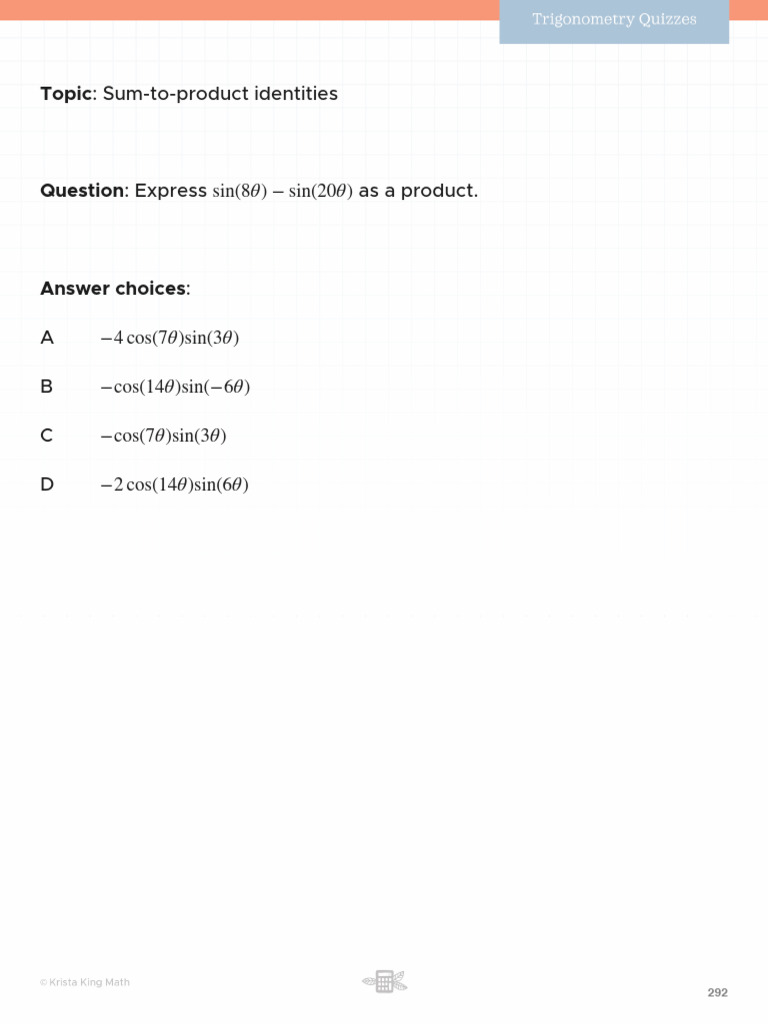 07 Sum-To-Product Identities | PDF | Elementary Mathematics | Combinatorics