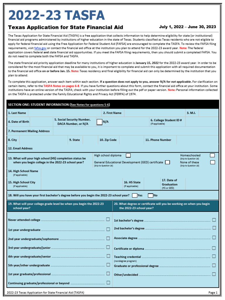 Texas State Financial Aid Application Guide | PDF | Legal Guardian ...