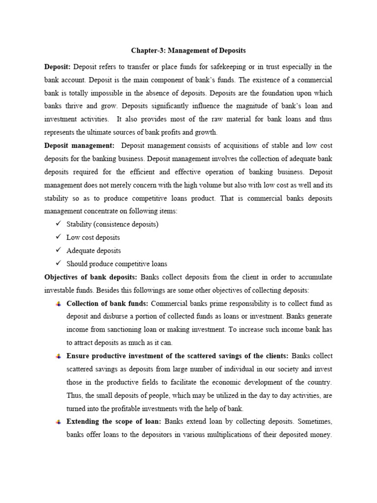 Chapter-3 Management of Deposits | PDF | Banks | Deposit Account