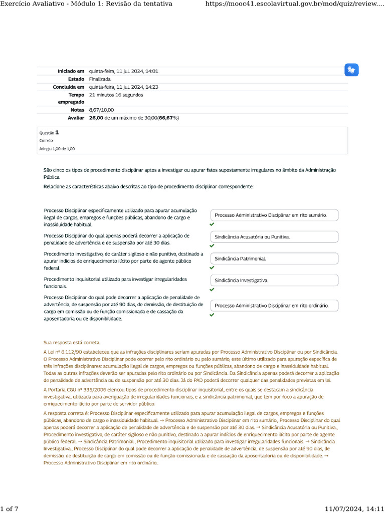Exercício Avaliativo - Módulo 1_ Revisão da tentativa | PDF