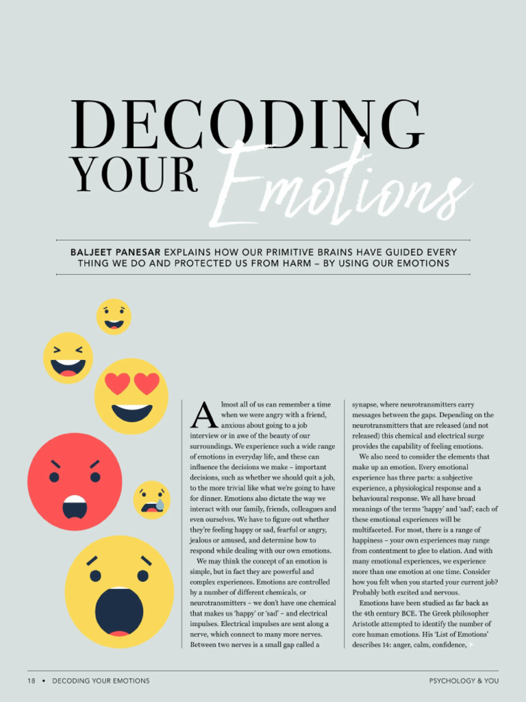 Decoding Your Emotions - Psy and You | PDF
