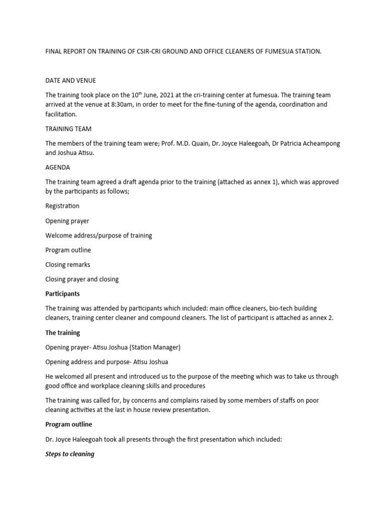 Final Report On Training of Csir | PDF