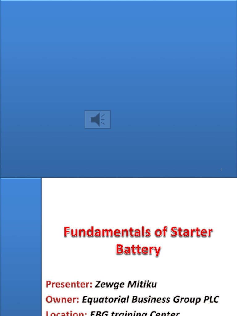 Starter Battery Training Overview | PDF | Lead | Electricity