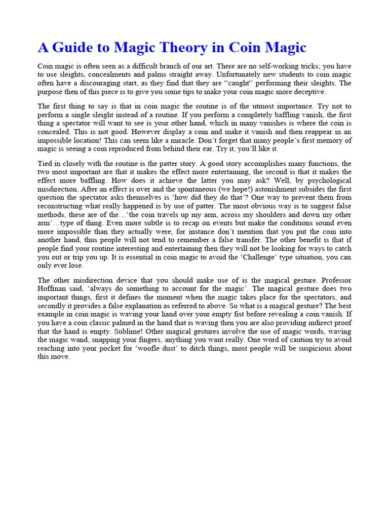 A Guide To Magic Theory in Coin Magic | PDF | Cognition