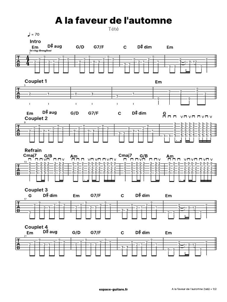 A La Faveur de Lautomne Tab | PDF