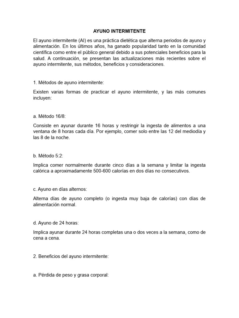Ayuno Intermitente | PDF | Ayuno intermitente | Medicina CLINICA