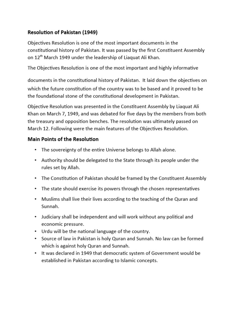 Resolution of Pakistan | PDF