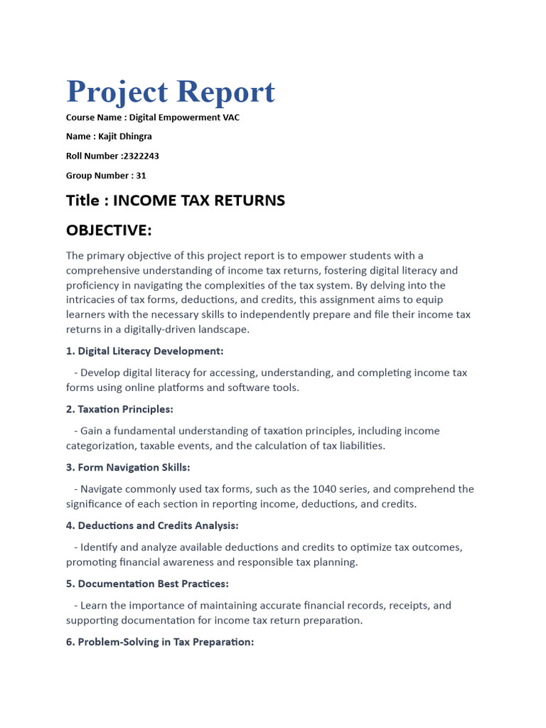Project Report | PDF | Taxes | Economies
