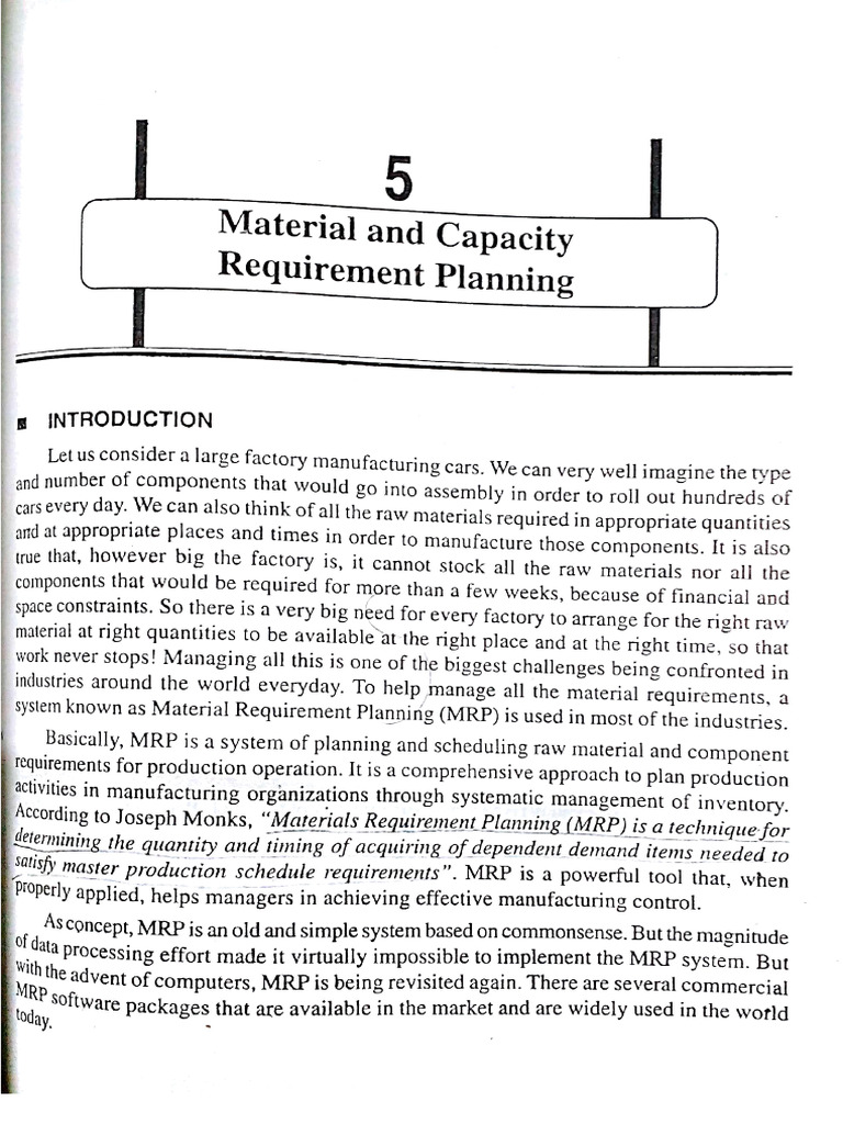 Material and Capacity Planning | PDF
