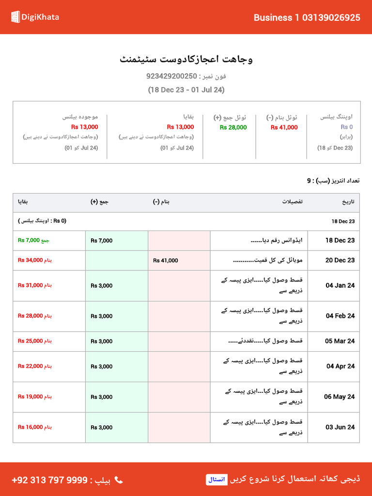 Customer Ledger Report 1719810278736 | PDF
