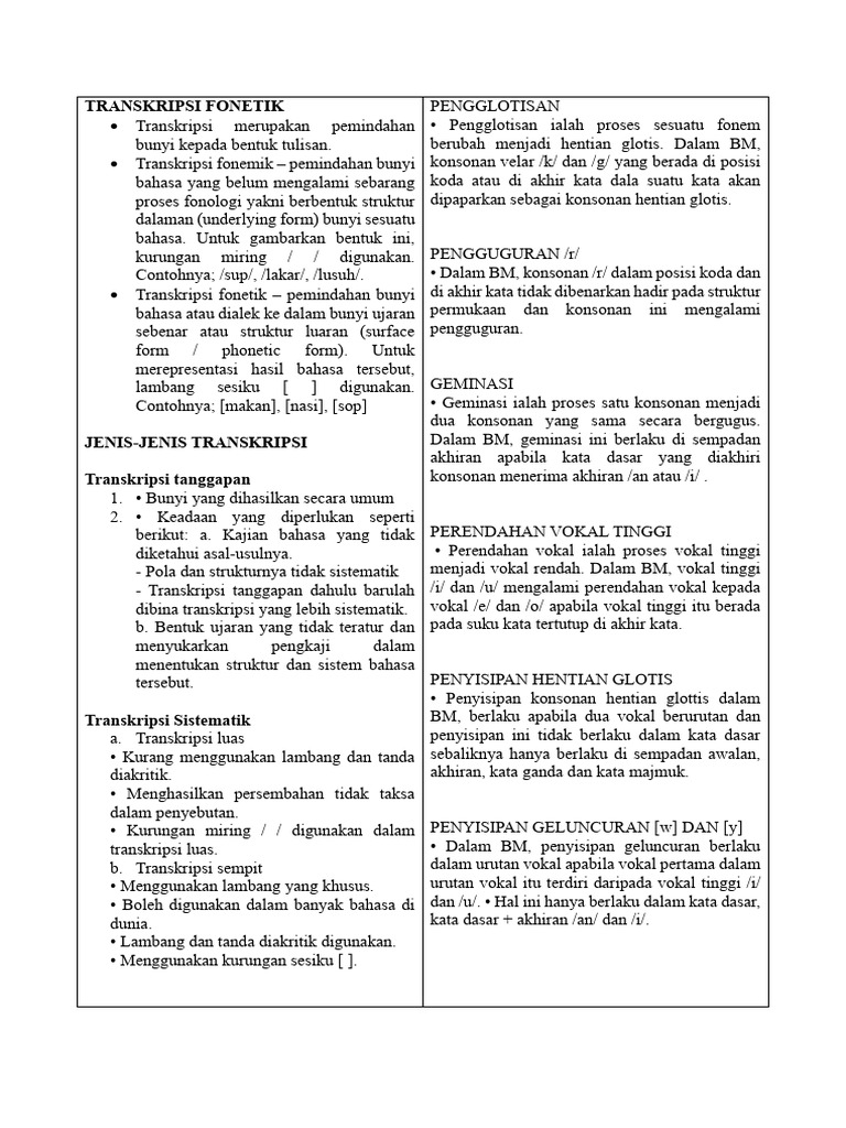 Transkripsi Fonetik | PDF