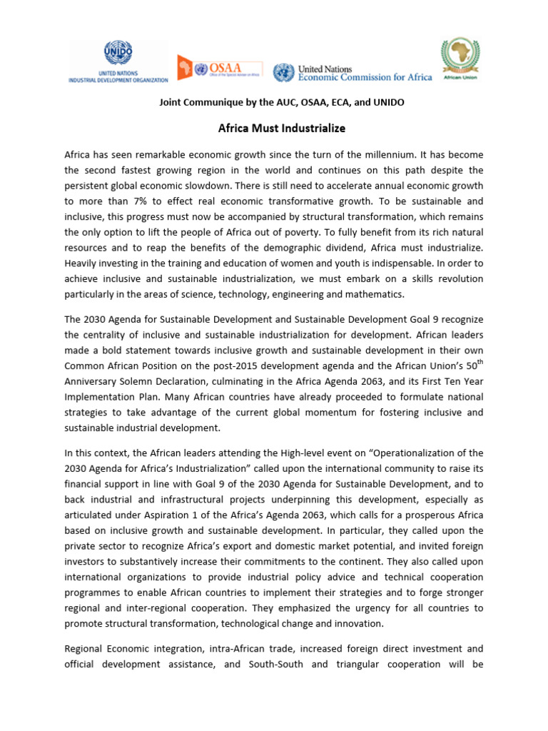 Joint Communique ENG | PDF | New Partnership For Africa's Development ...