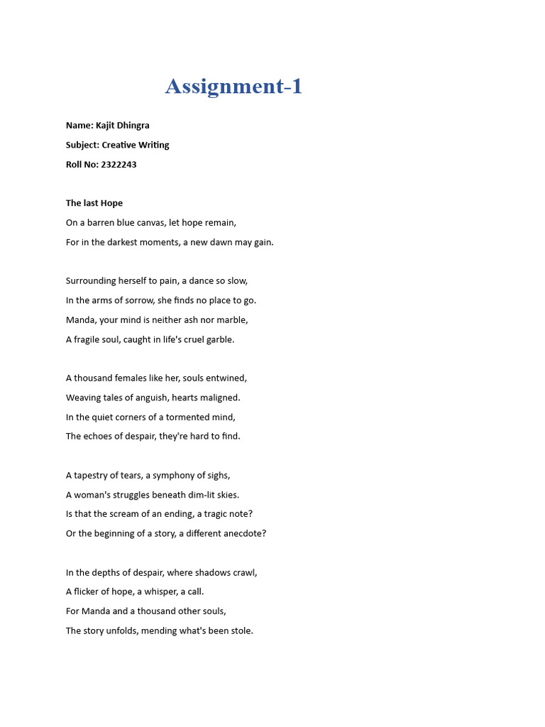 Assignment-1 POEM | PDF | Poetry