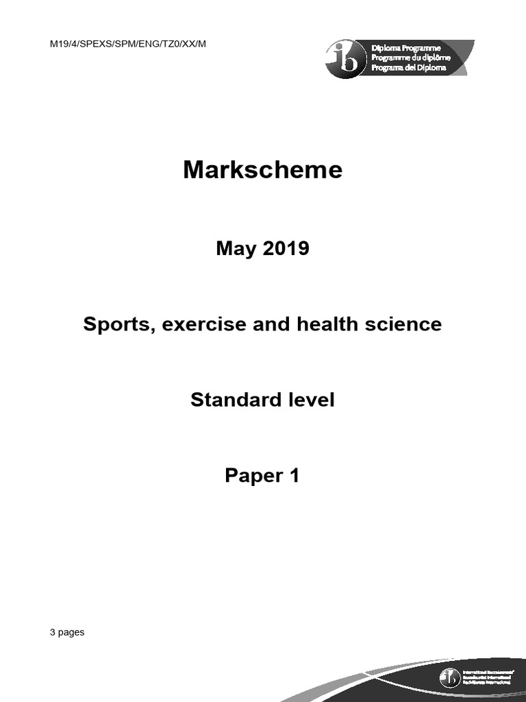 Sports Exercise and Health Science Paper 1 SL Markscheme | PDF | Échecs | Ouverture (échecs)